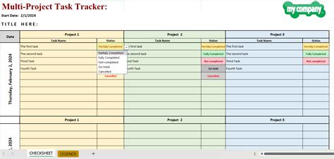 Multiple Project Task Tracker With Drop Down Menues Eloquens