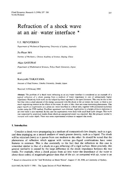 Pdf Refraction Of A Shock Wave At An Air—water Interface Dokumentips