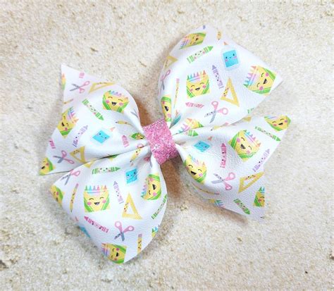 School Bow Pastel Rainbow Clip Pink Pencil Crayon Bow Back To
