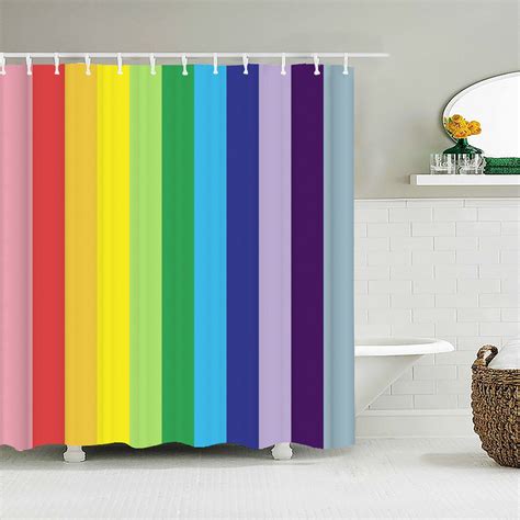 Badu Bg Цветни ивици Завеса за баня Водоустойчив плат Завеси за душ Геометрични шарки Параван за