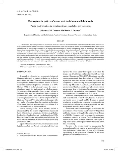 Pdf Electrophoretic Pattern Of Serum Proteins In Horses With Babesiosis