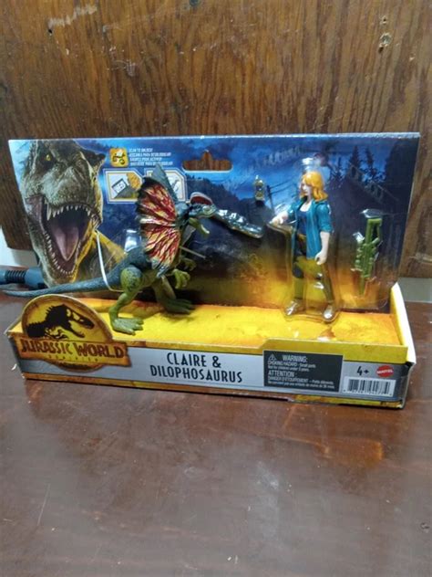 Mattel Jurassic World Dominion Claire And Dilophosaurus Dinosaur Figure