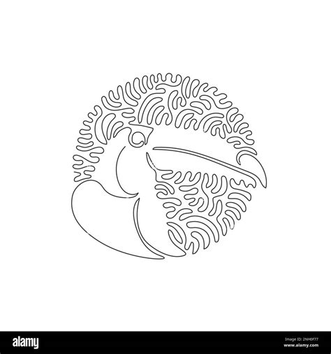 Continuous One Curve Line Drawing Of Comely Toucan Abstract Art In Circle Single Line Editable