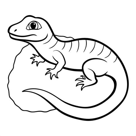 Lizard Resting In A Burrow Line Art Premium Ai Generated Vector