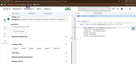 dsa day17 geeksforgeeks strings anagram codingpractice gfg160