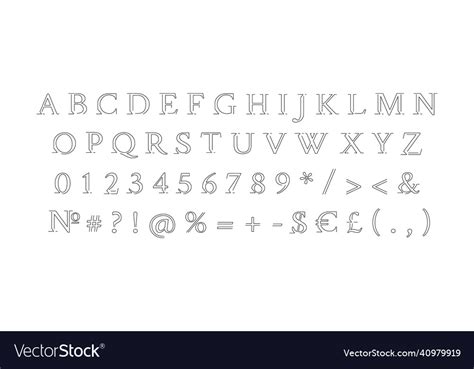 Linear Serif Roman Alphabet Set Royalty Free Vector Image