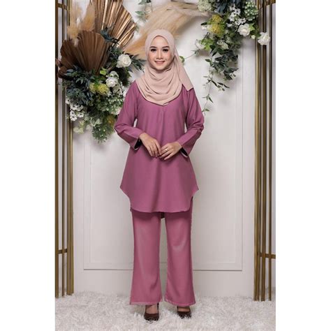 Baju Muslimah Blouse Suit Set Suit Plain Bajuandseluar Palazo Hot