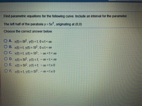 Solved Find Parametric Equations For The Following Curve Chegg
