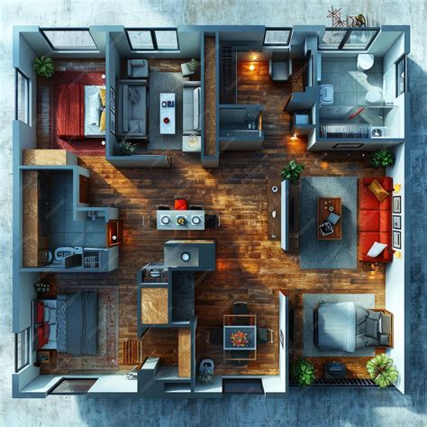Modern House Plan Top View Vector Svg Flat Minimalistic Animation Asset