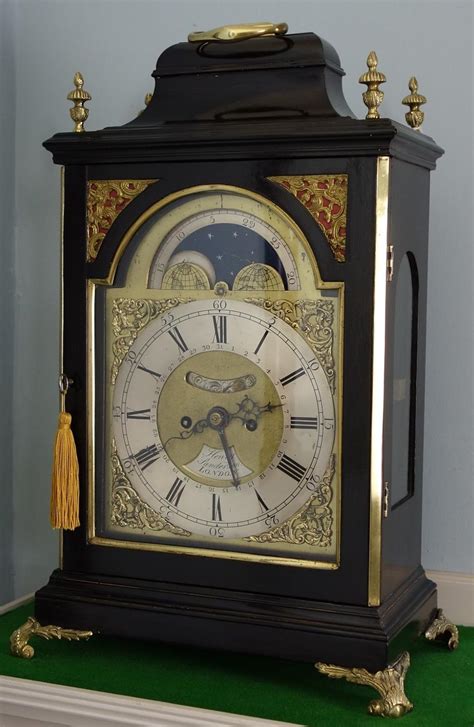 Ebonised Georgian Bracket Clock With Rare Moonphase Sanderson London