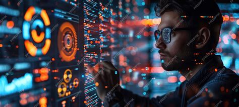Premium Photo | Business man using AI technology for data analysis coding computer language with ...