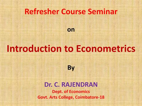Introduction To Econometrics Pptx