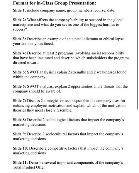 Solved Format For In Class Group Presentationslide 1