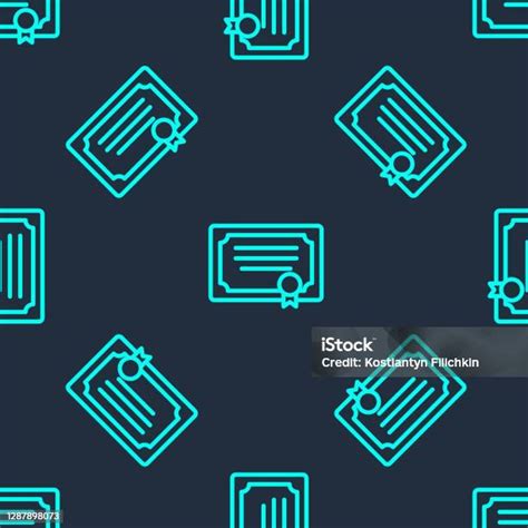 녹색 줄 인증서 템플릿 아이콘은 파란색 배경에 원활한 패턴을 격리 성취 수상 학위 보조금 졸업장 개념 벡터 고무도장에 대한 스톡 벡터 아트 및 기타 이미지 Istock