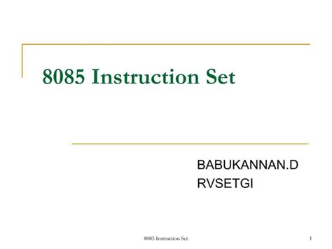 Instruction Set Of 8085 Microprocessor Pptx