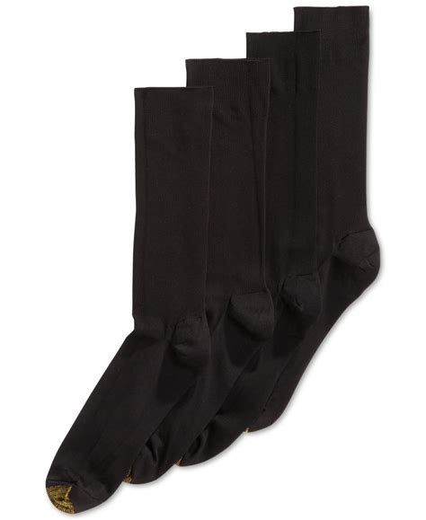 Gold Toe Mens Bonus 4 Pack Dress Metropolitan Crew Socks Black Size 1