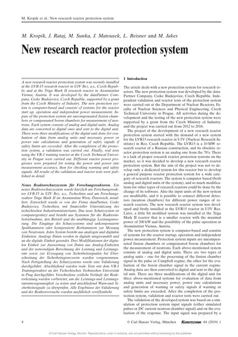 Pdf New Research Reactor Protection System