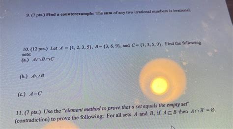 Solved 9 7 Pts Find A Counterexample The Sum Of Any Two