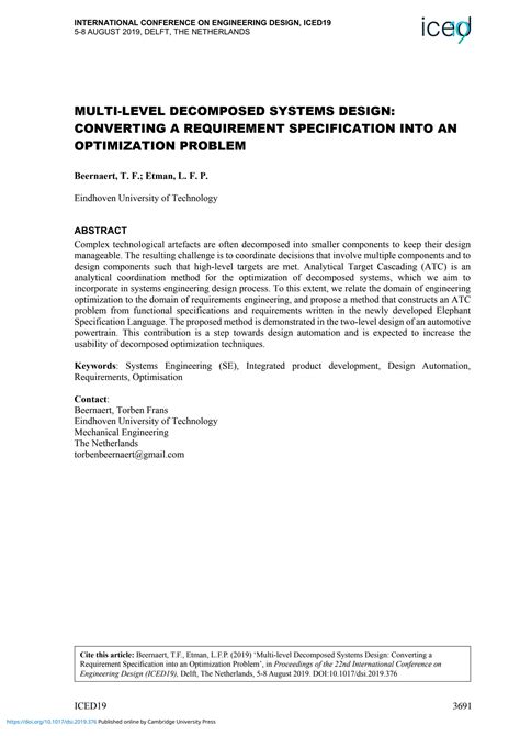 Solution Multi Level Decomposed Systems Design Converting A Requirement Specification Into An