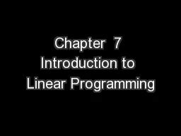 PPT Chapter Introduction To Linear Programming PowerPoint Presentation