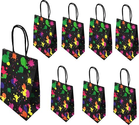 8pcs Glow Neon Party T Bags Kraft Treat Sacks For Birthday T