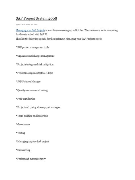 sap project system 2008 managing your sap projects pdf software