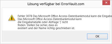 Wie Beheben Fehler 3078 Das Microsoft Office Access Datenbankmodul