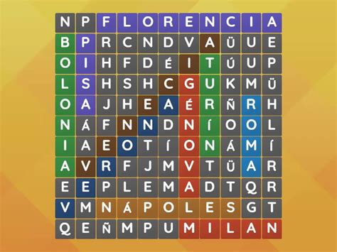 Sopa De Letras De Ciudades Italianas Wordsearch