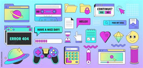 Vintage User Interface Elements In Vaporwave Old Ui Design Of Dialogue Window System Computer