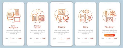 Video Production Onboarding Mobile App Page Screen Vector Template