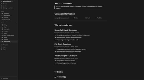 How To Make An Online Resume In Notion