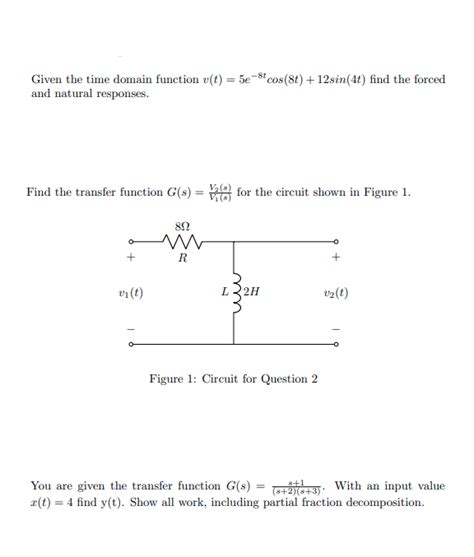 solved given the time domain function v t 5e 8cos 8t