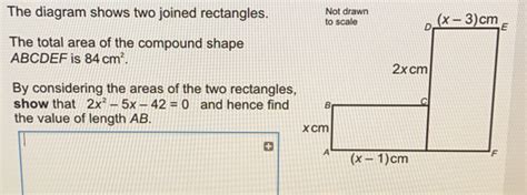 solved the diagram shows two joined rectangles the total area of the