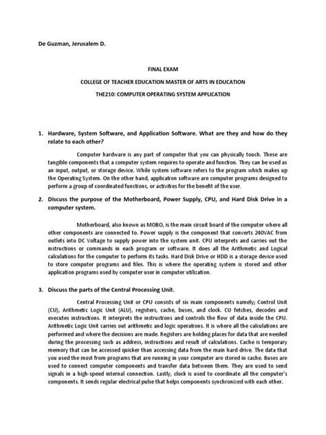 final exam ncii nciii pdf computer network central processing unit