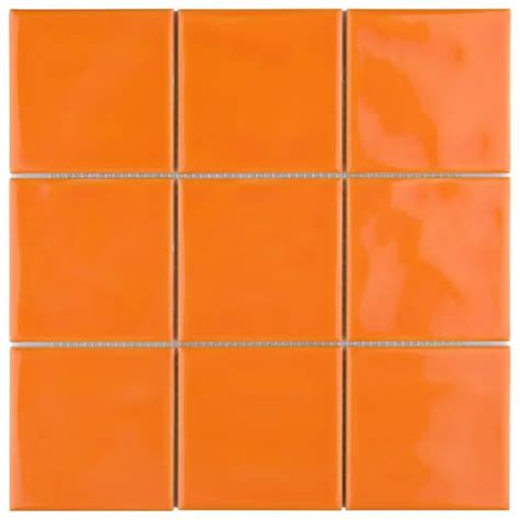 Affinity Tile Twist Square 10 Pack Orange Sunset 12 In X 12 In Glossy