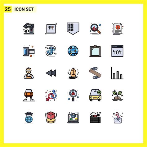 25 Thematic Vector Filled Line Flat Colors And Editable Symbols Of Sheet Info Shopping Analysis