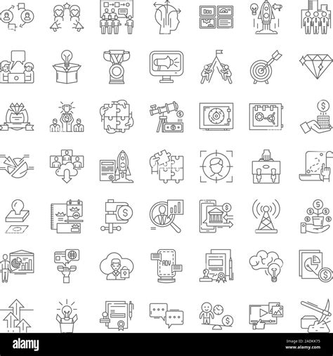 Marketing Strategy Line Icons Signs Symbols Vector Linear