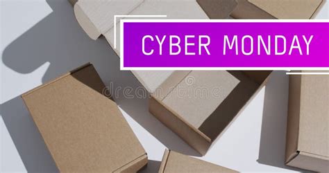 Image Of Cyber Monday Text Over T Boxes Stock Image Image Of