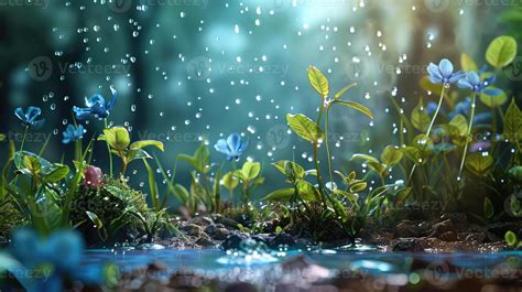 Microscopic World Lifegiving Raindrops Nurture Thriving Soil Community