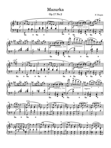 Mazurka Op 17 No 2 Frdric Chopin Pdf Musical Compositions Compositions