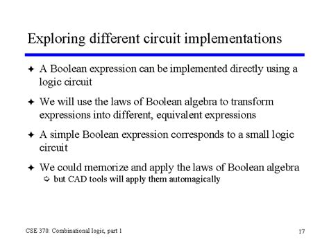 Exploring Different Circuit Implementations