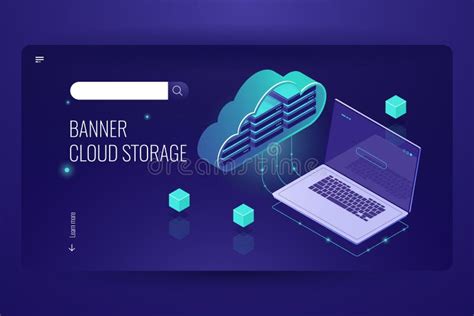 Cloud Database Computing Isometric Icon Of Data Transfer From Cloud