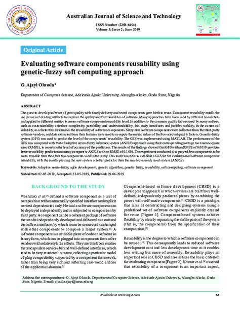 Pdf Evaluating Software Components Reusability Using Genetic Fuzzy