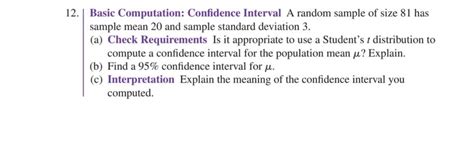 solved 12 basic computation confidence interval a random