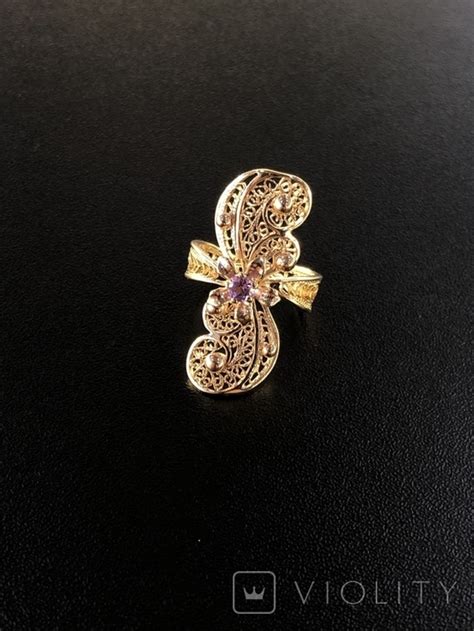 Золота каблучка з аметистом 108238348 купити Violity