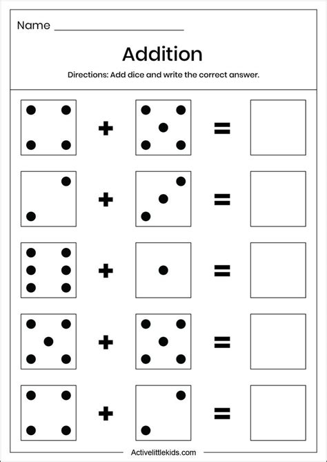 Free Dice Addition Worksheet Kindergarten Addition Worksheets Addition Worksheets