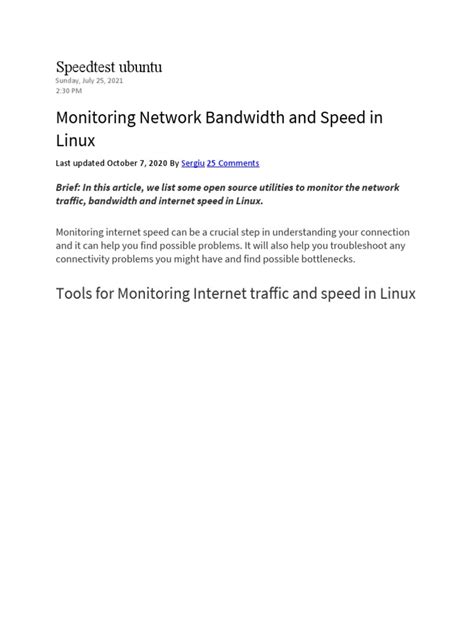 monitoring network bandwidth and speed in linux speedtest ubuntu pdf