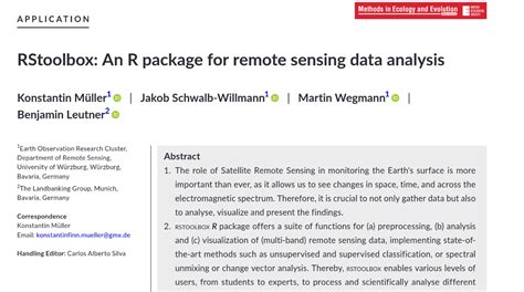 Exploring The Power Of Satellite Remote Sensing With The Rstoolbox R