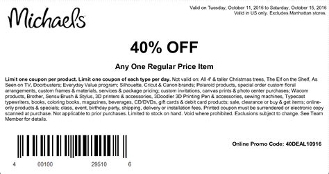 Free Printable Michaels Coupons