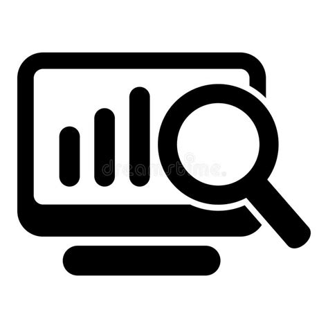 Screen With Report Icon Online Monitoring Concept Statistics Icon Online Search Icon Stock